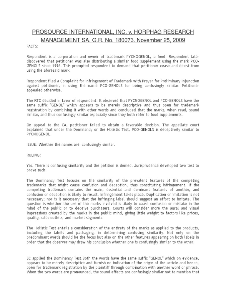 Prosource International, Inc. v. Horphag Research Management Sa | PDF ...
