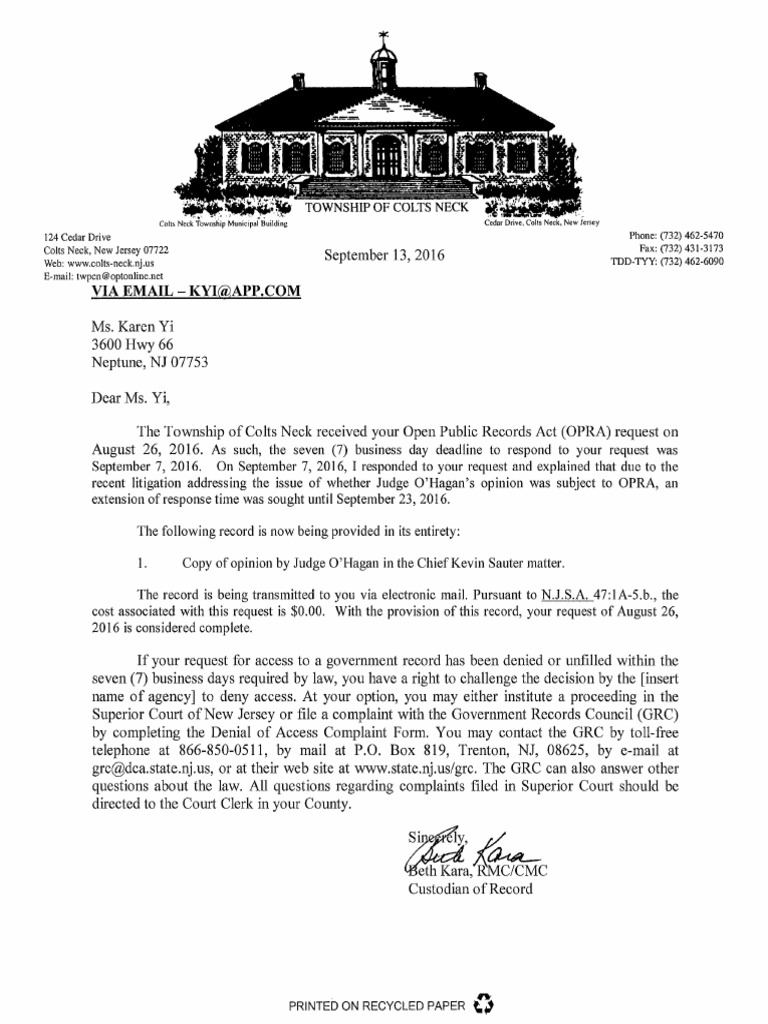 Opinion of Judge O'Hagan in The Chief Kevin Sauter Matter | PDF