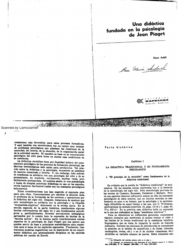 Aebli, Hans. Una Didáctica Fundada en La Psicología de Jean Piaget | PDF