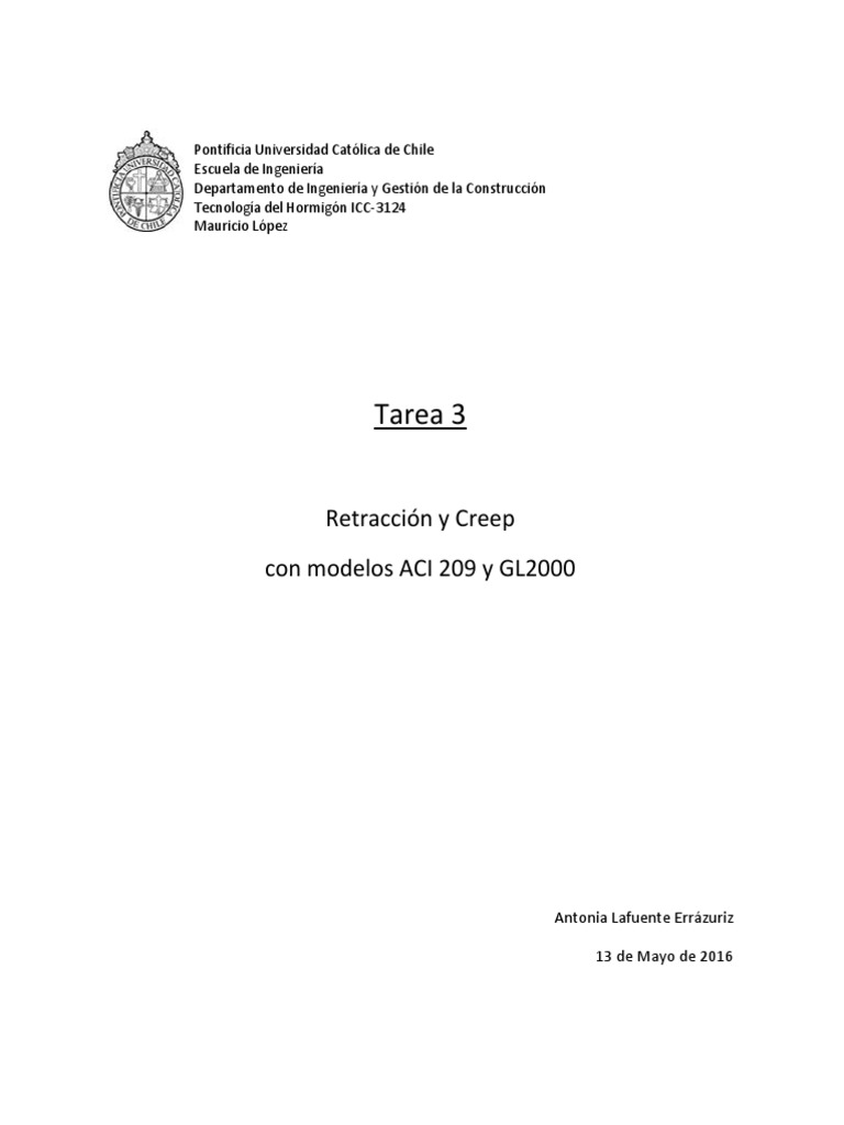 Ejemplificación Retracción y Creep | PDF | Hormigón | Cemento