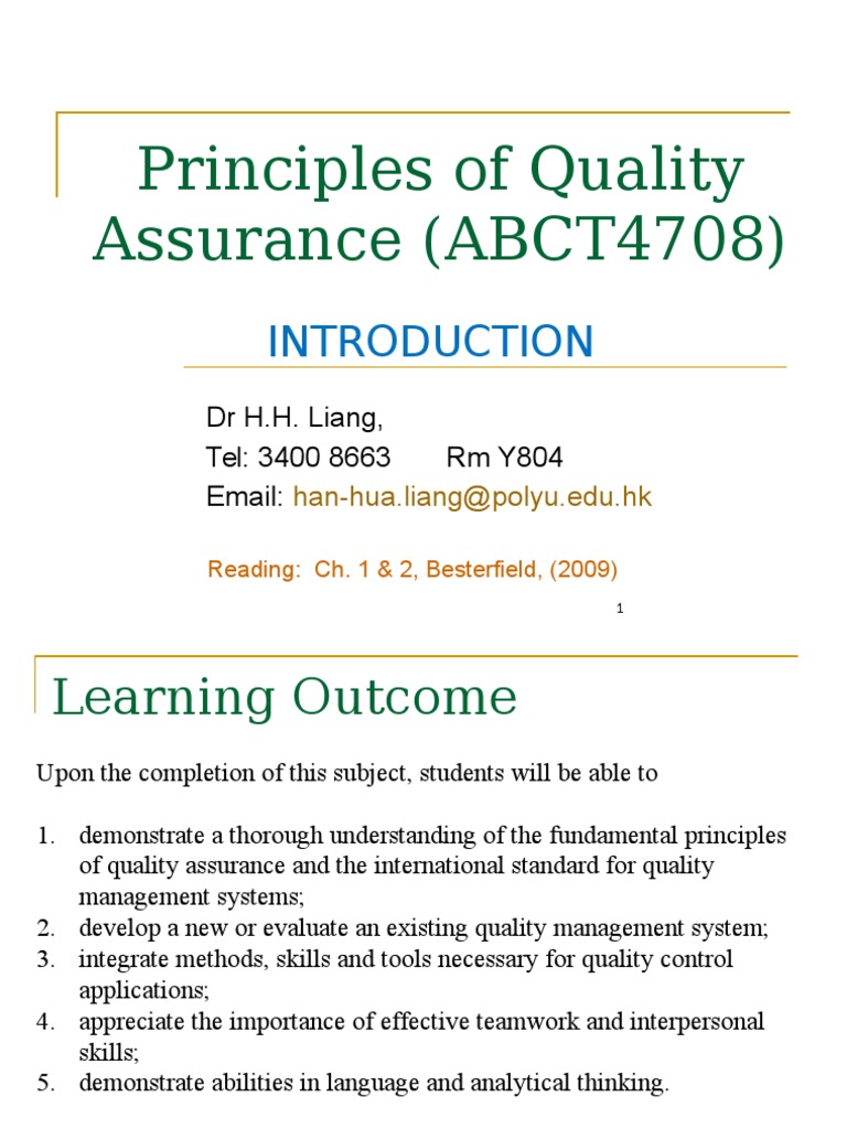 1 Introduction | PDF | Quality Assurance | Quality Management