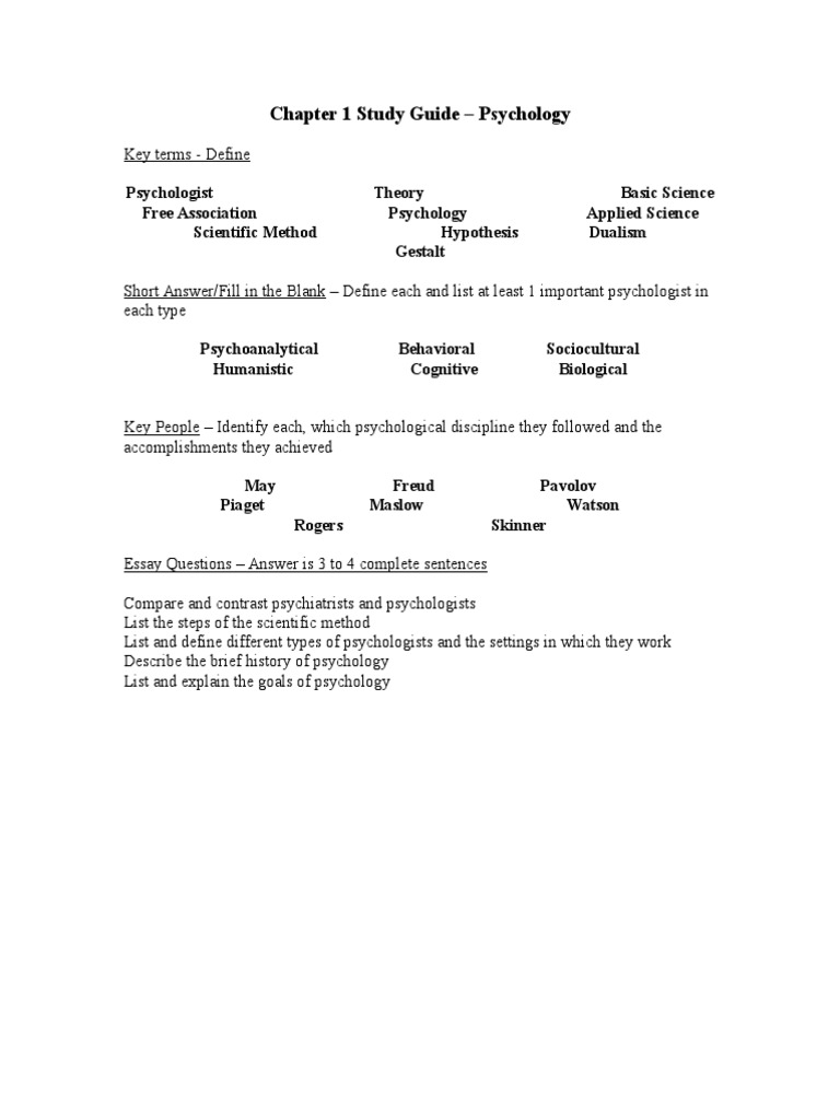 Chapter 1 Study Guide | PDF