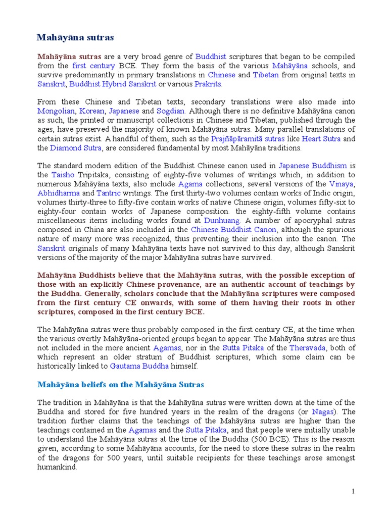 Mahayana Sutras | PDF | Mahayana | Buddhist Texts