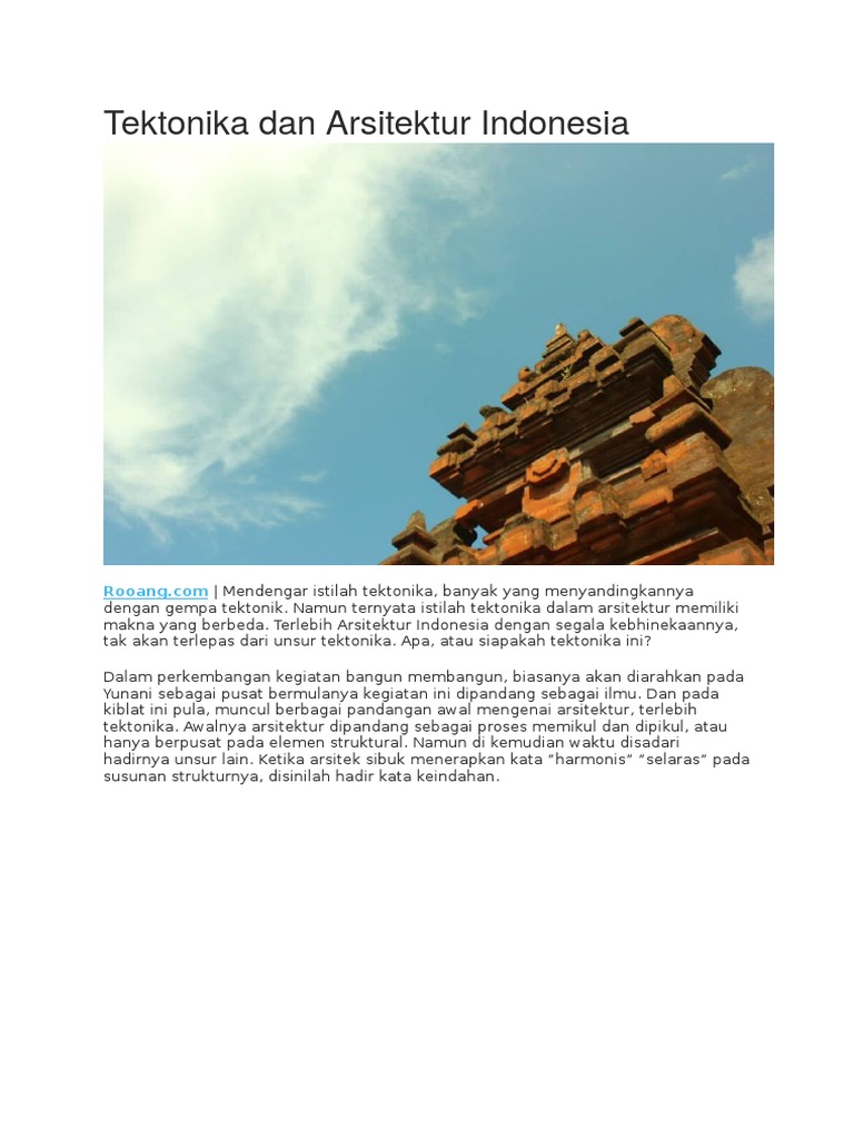 Tektonika Dan Arsitektur Indonesia | PDF