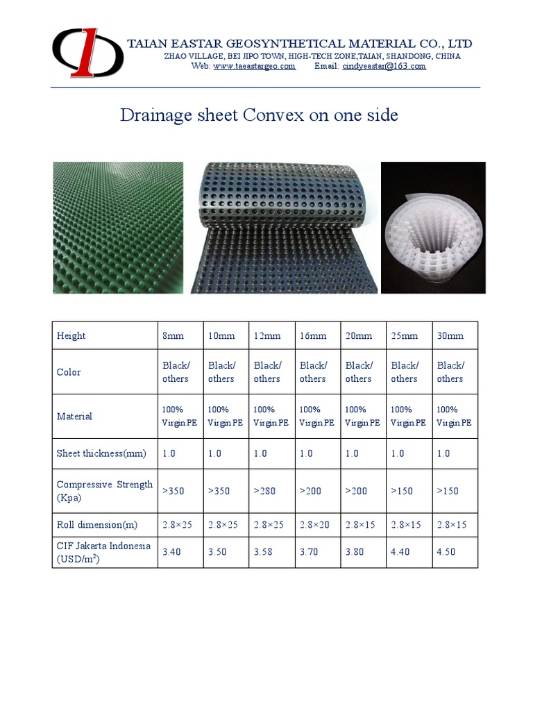 Drainage Sheet Convex On One Side: Taian Eastar Geosynthetical Material ...