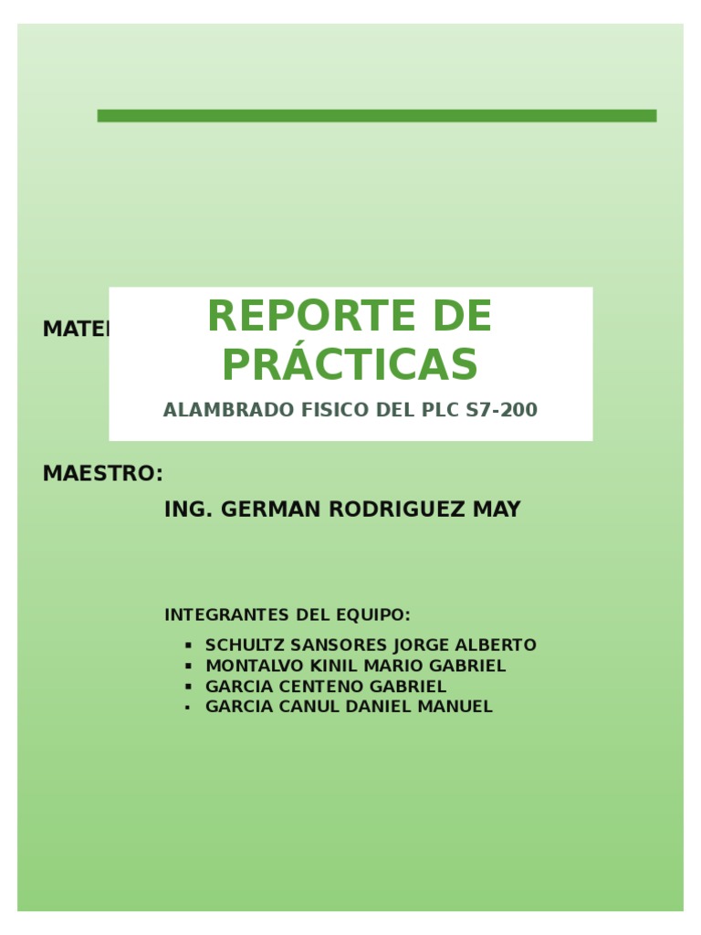 Reporte - Alambrado Fisico de PLC en Equipo | PDF | Controlador lógico programable | Programa de ...
