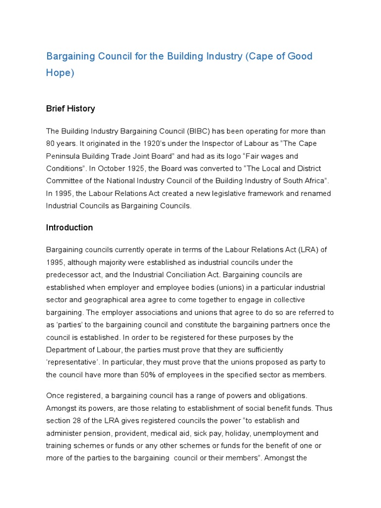 Bargaining Council For The Building Industry | PDF | Trade Union ...