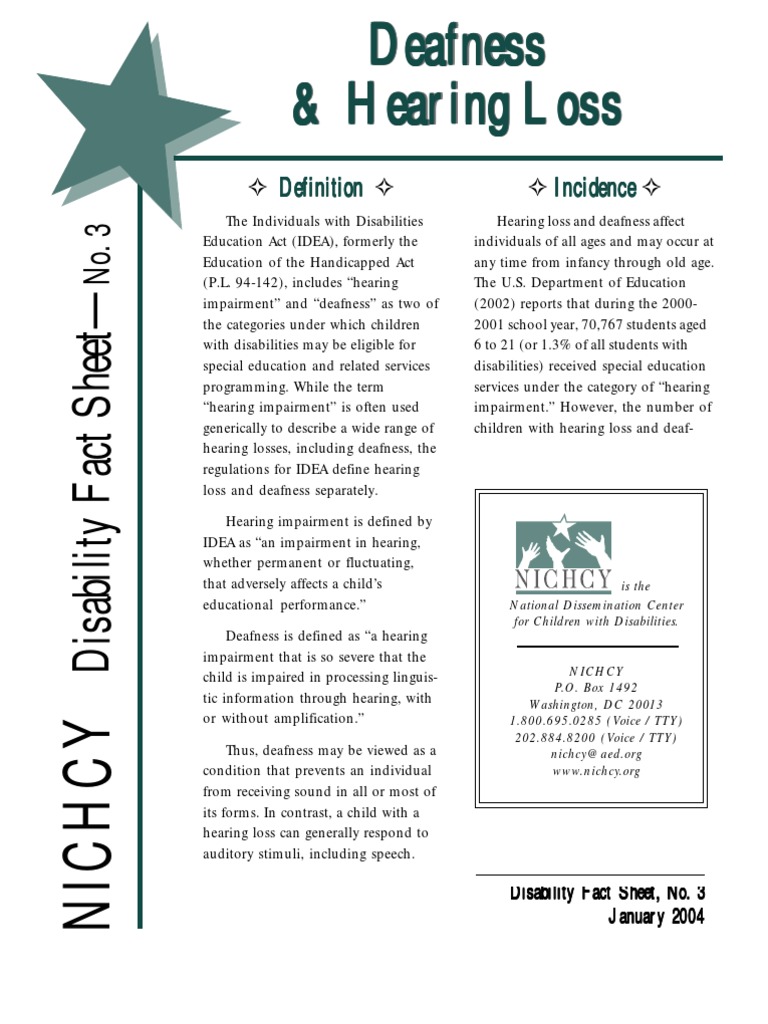 Deafness and Hearing Loss Fact Sheet | Hearing Loss | Individualized ...