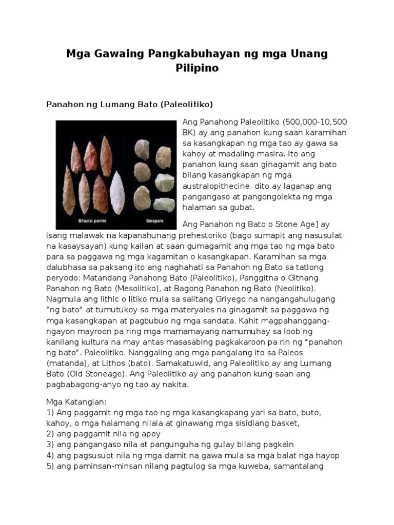 Mga Gawaing Pangkabuhayan NG Unang Pilipino | PDF