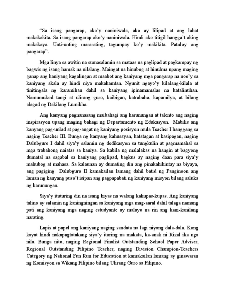 Sa Isang Pangarap | PDF