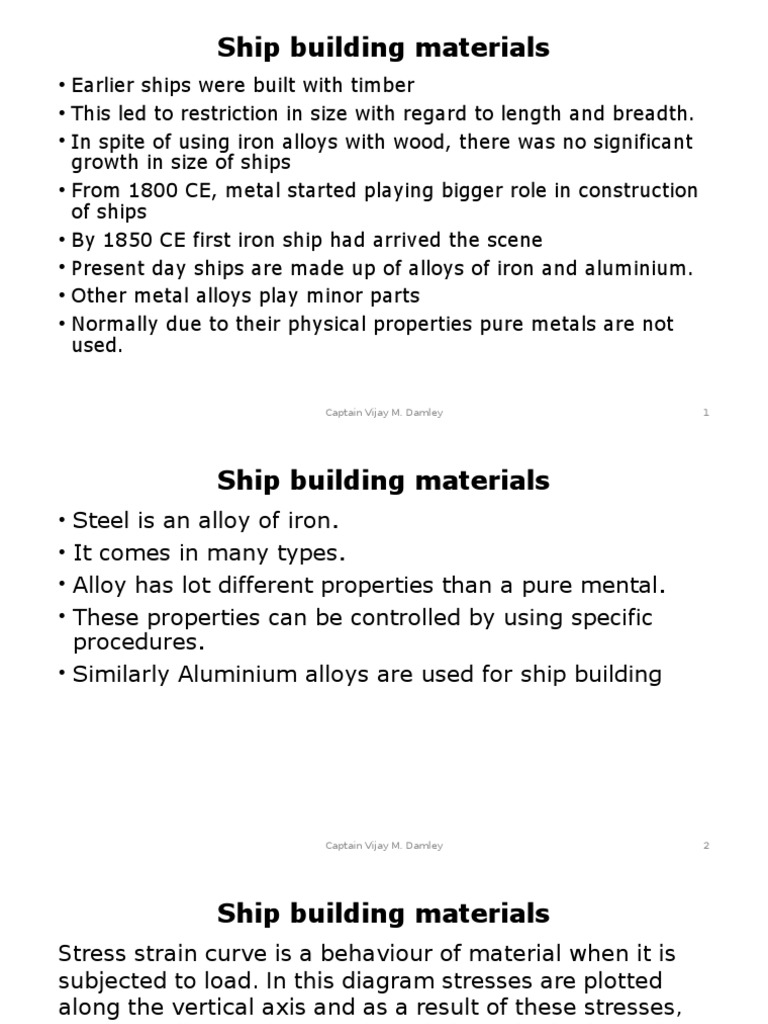 Shipbuilding Materials Overview | PDF | Yield (Engineering) | Steel