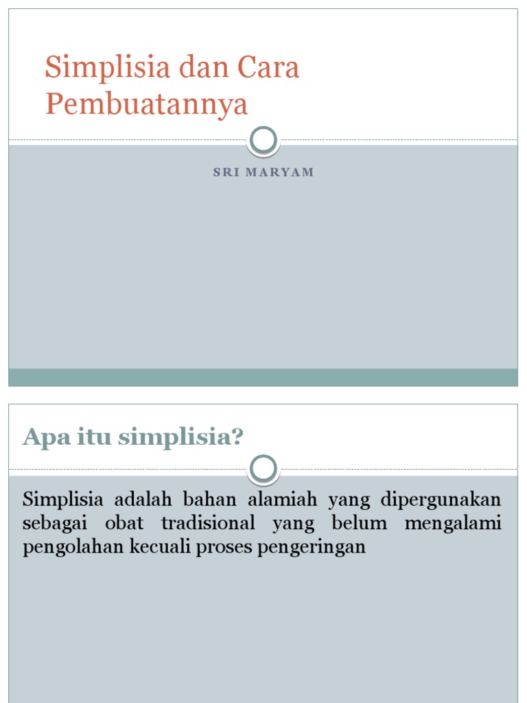 Simplisia Dan Cara Pembuatan Simplisia | PDF