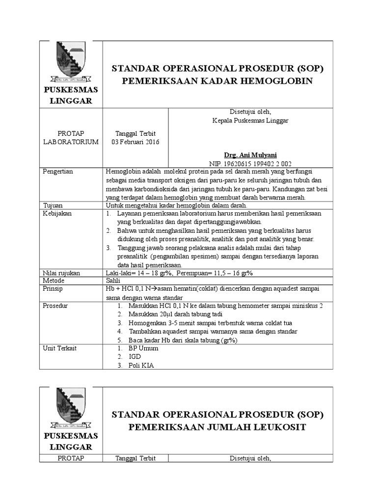 SOP HB - PKM Linggar | PDF