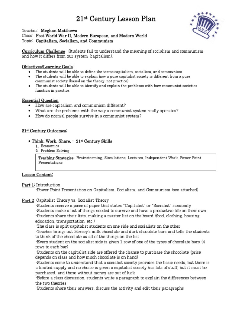 Understanding the Differences: A Hands-On Lesson Comparing Capitalism ...