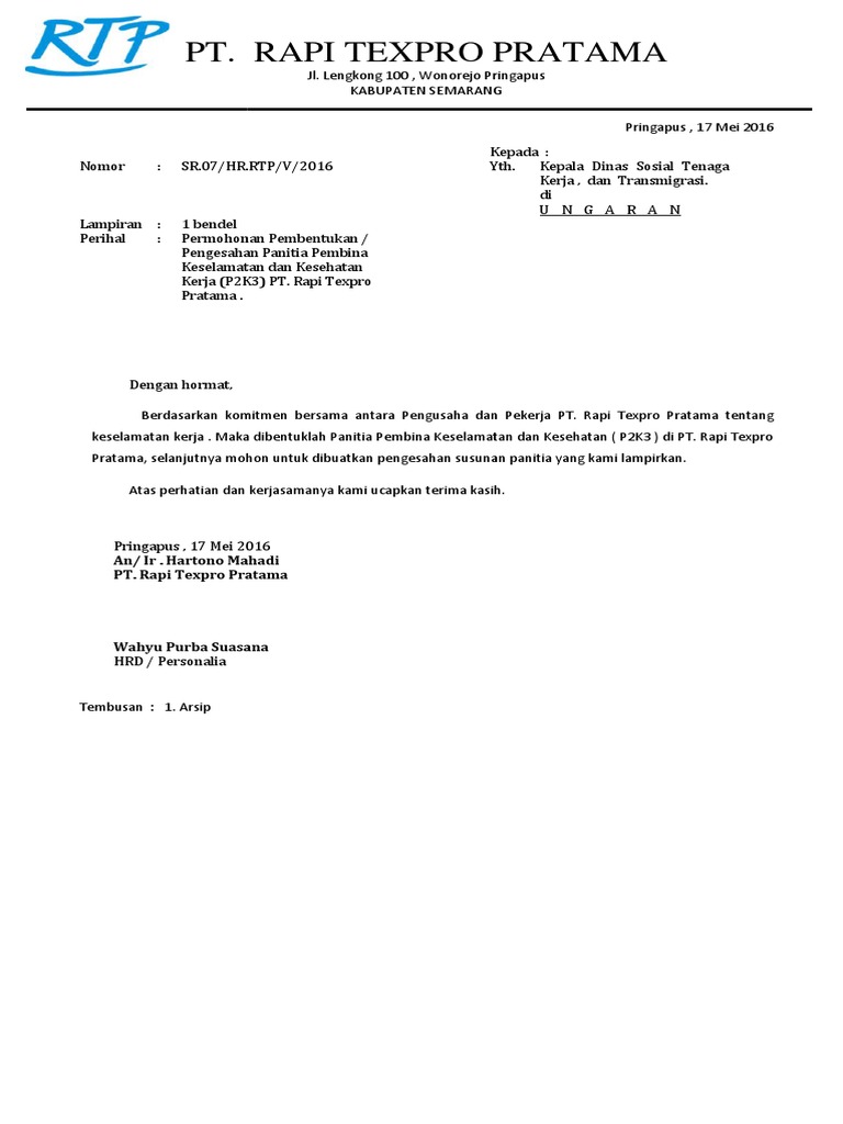 Contoh Pengajuan P2K3 | PDF | Kesehatan Holistik