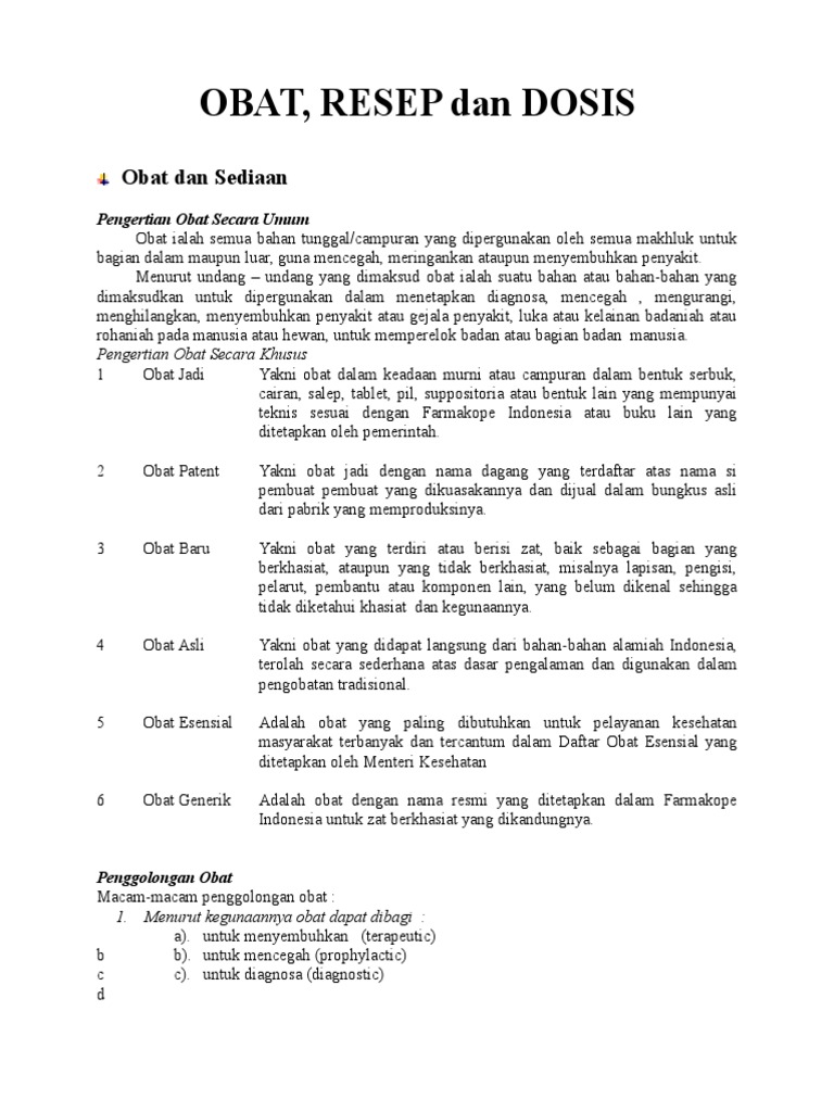 Materi Obat, Resep Dan DOSIS | PDF