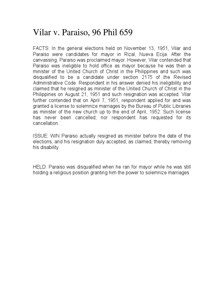 Vilar v. Paraiso, 96 Phil 659 | PDF | Social Institutions | Social Science