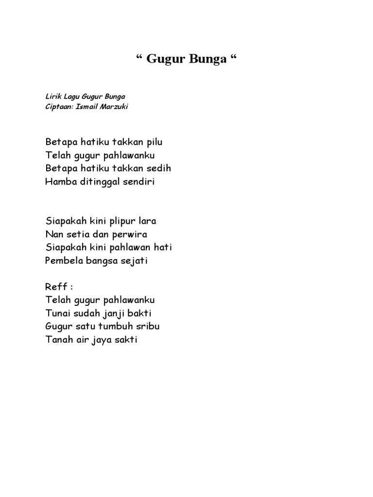 Lirik dan Makna Lagu Gugur Bunga | PDF | Puisi