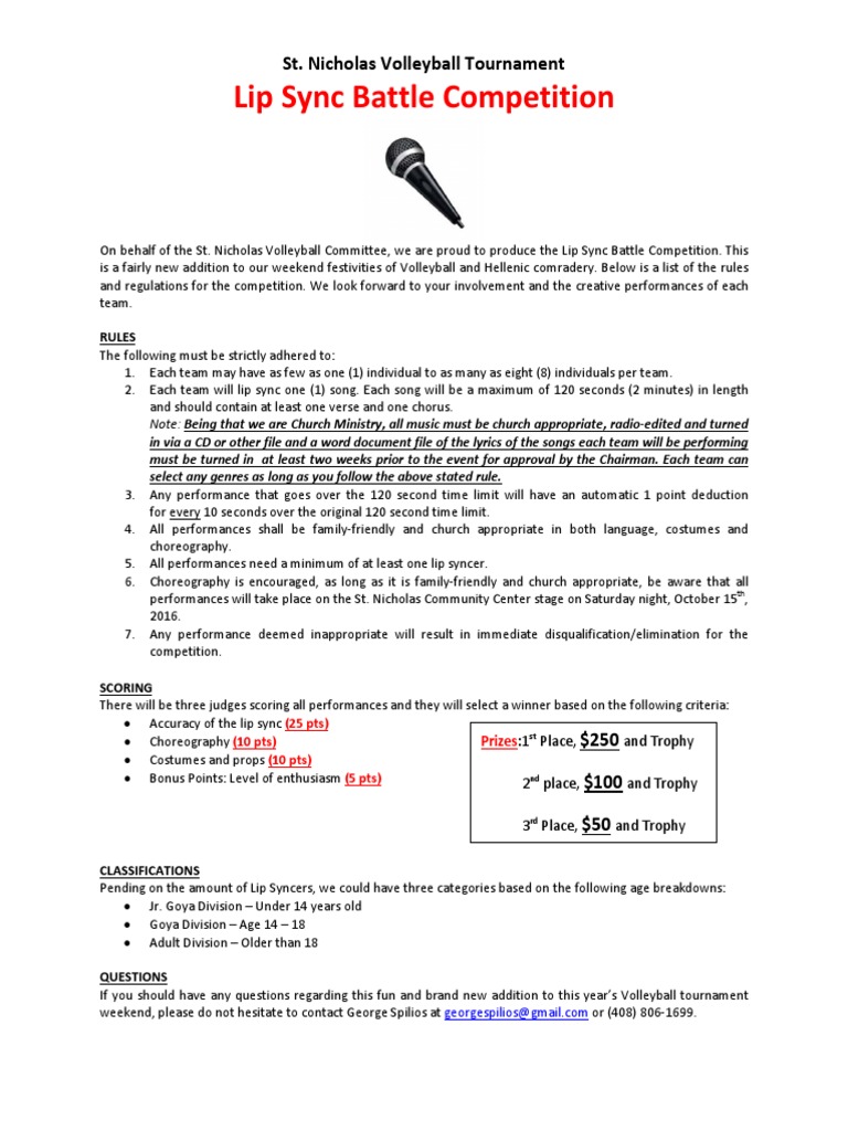 2016 VBT Lip Sync Battle - Final | PDF