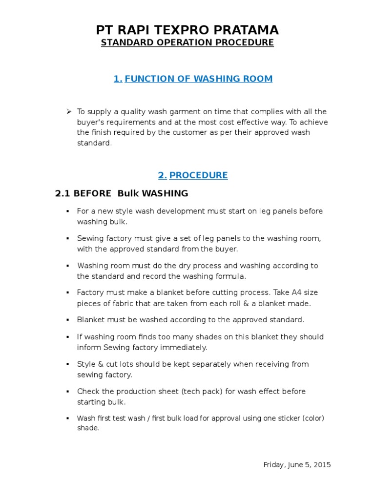 Sop (RTP) | PDF | Textiles | Clothing