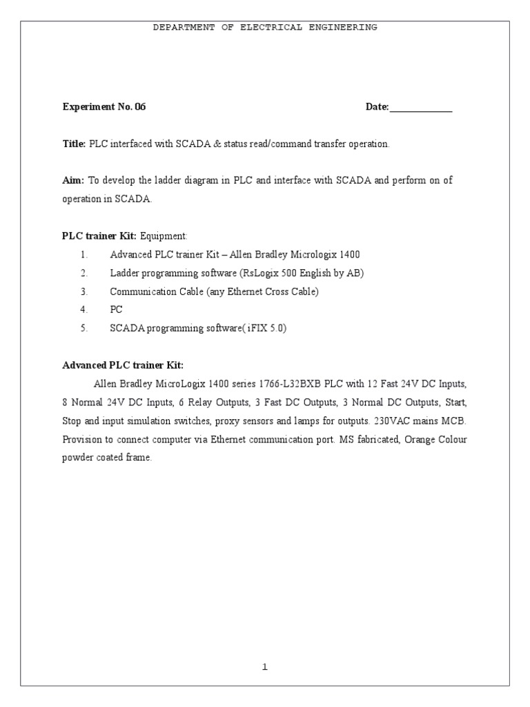 Copy of PLC EXPERIMENT 6 | PDF | Programmable Logic Controller | Scada