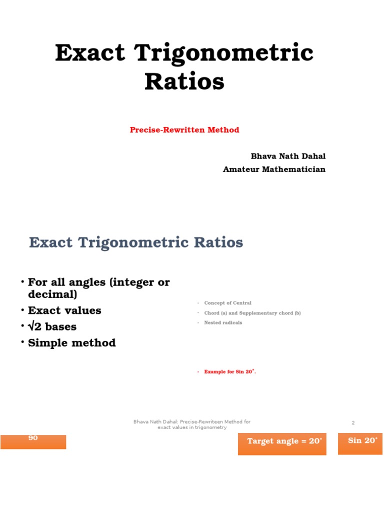 Exact Trigonometric Ratios Explained | PDF | Teaching Methods & Materials
