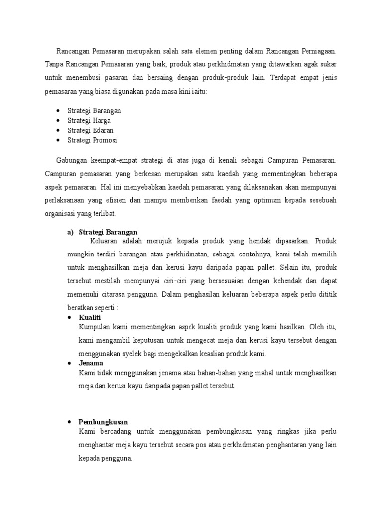 Rancangan Pemasaran | PDF