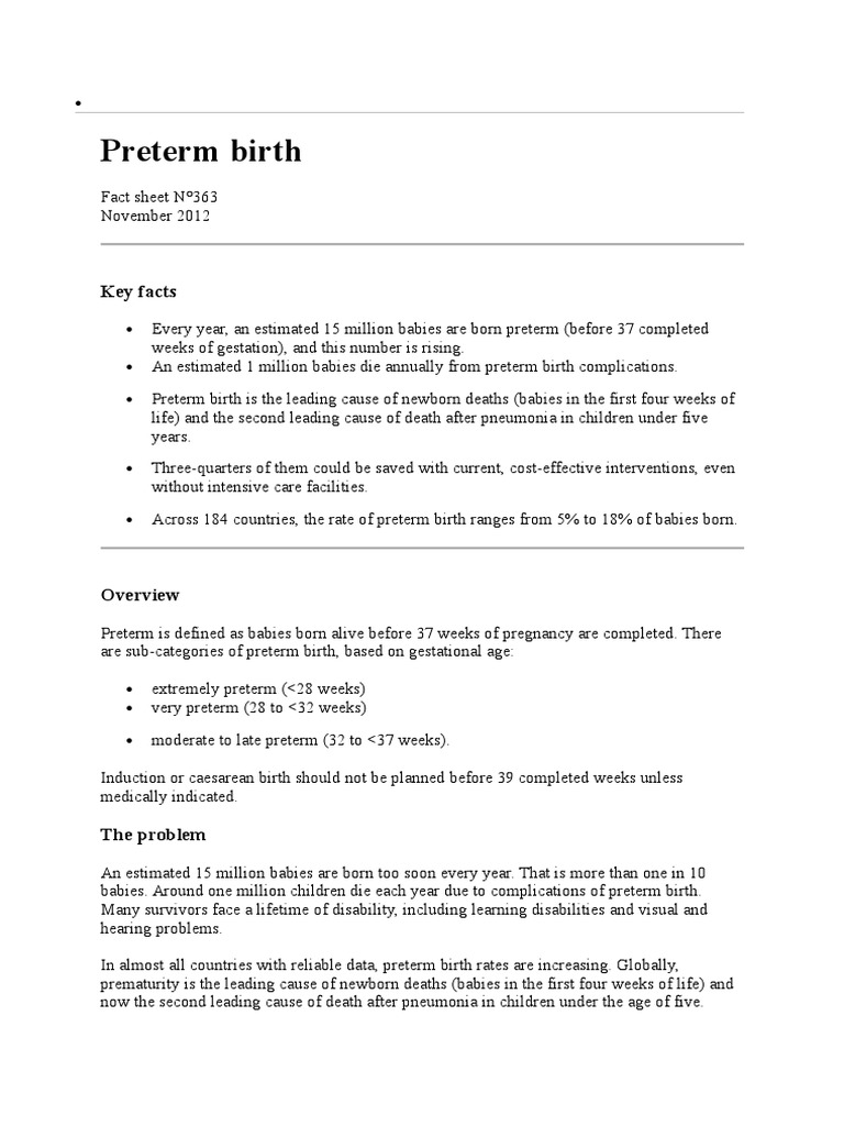 Preterm Birth: Key Facts | PDF | Preterm Birth | Pregnancy