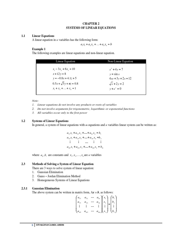 Chapter 2 Mat423 | PDF | Matrix (Mathematics) | System Of Linear Equations