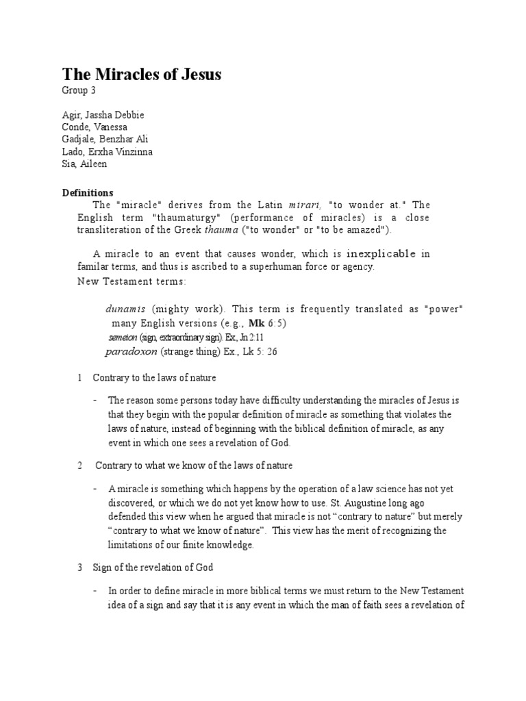 Miracles of Jesus (Analysis and Interpretation) | PDF | Faith Healing ...