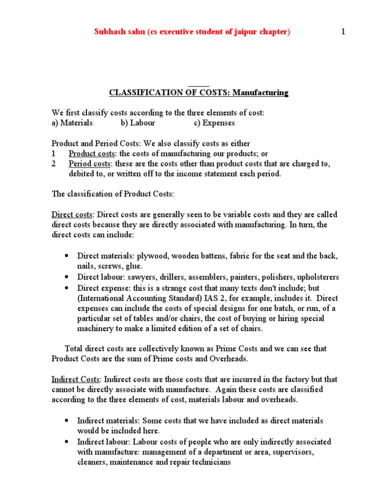 Cost Classification in Manufacturing | PDF | Inventory | Prices