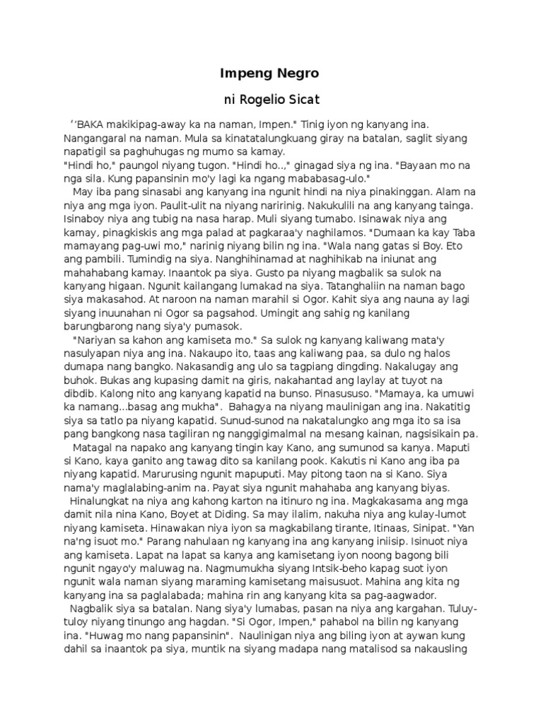 Impeng Negro by Rogelio Sicat | PDF