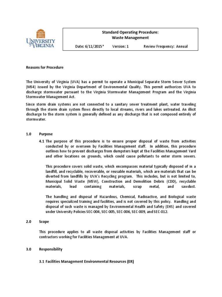 SOP Waste Management | PDF | Waste Management | Municipal Solid Waste