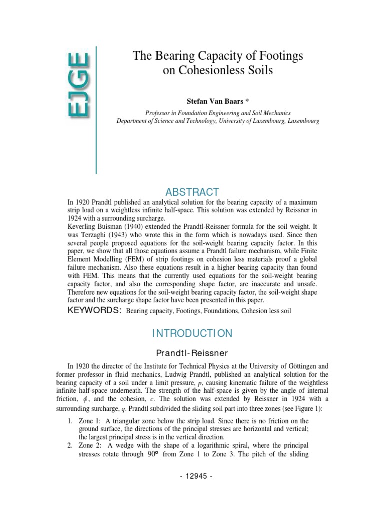 The Bearing Capacity of Footings On Coarse Soils | PDF | Finite Element ...