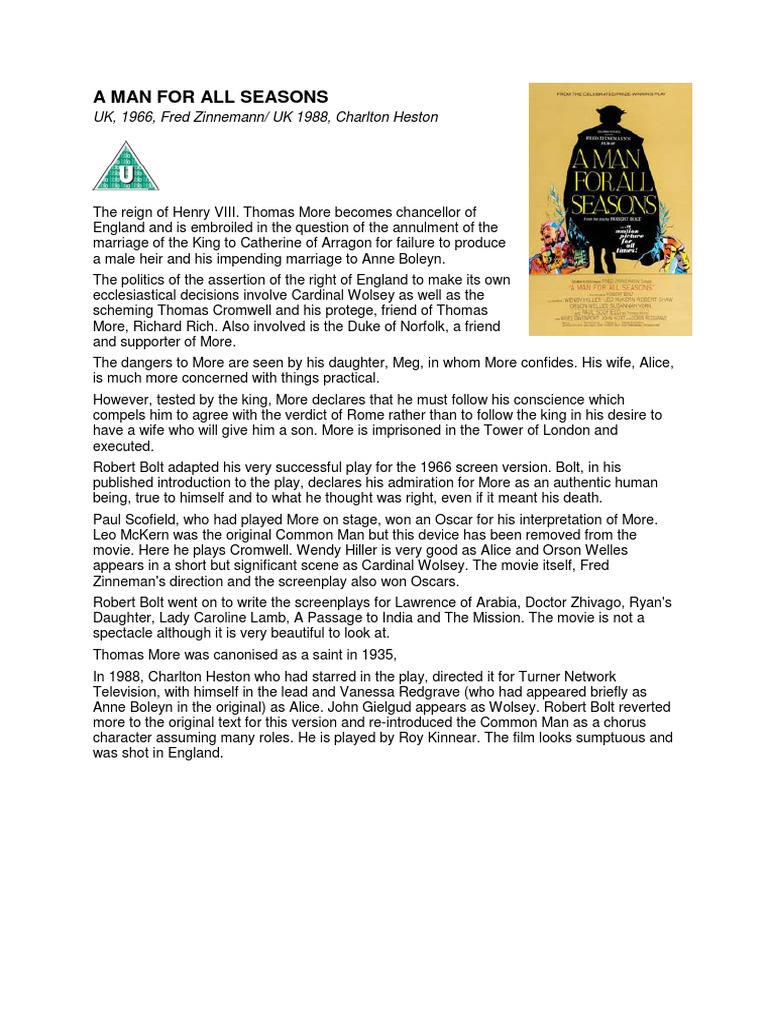 A Man For All Seasons PDF | PDF