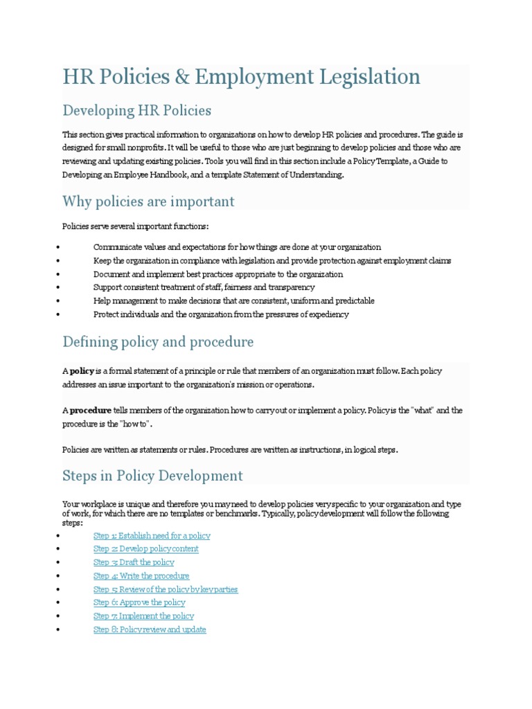 HR Policies & Employment Legislation | PDF | Policy | Employment