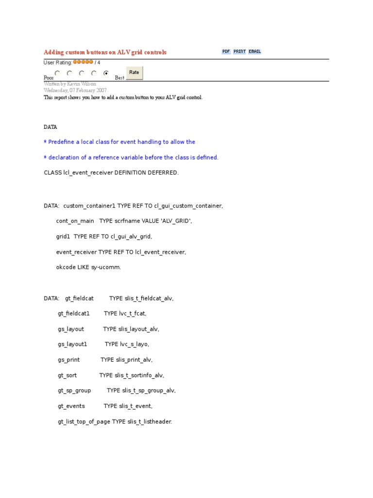 Adding Custom Buttons On Alv Grid Controls Pdf Database Index Class Computer Programming