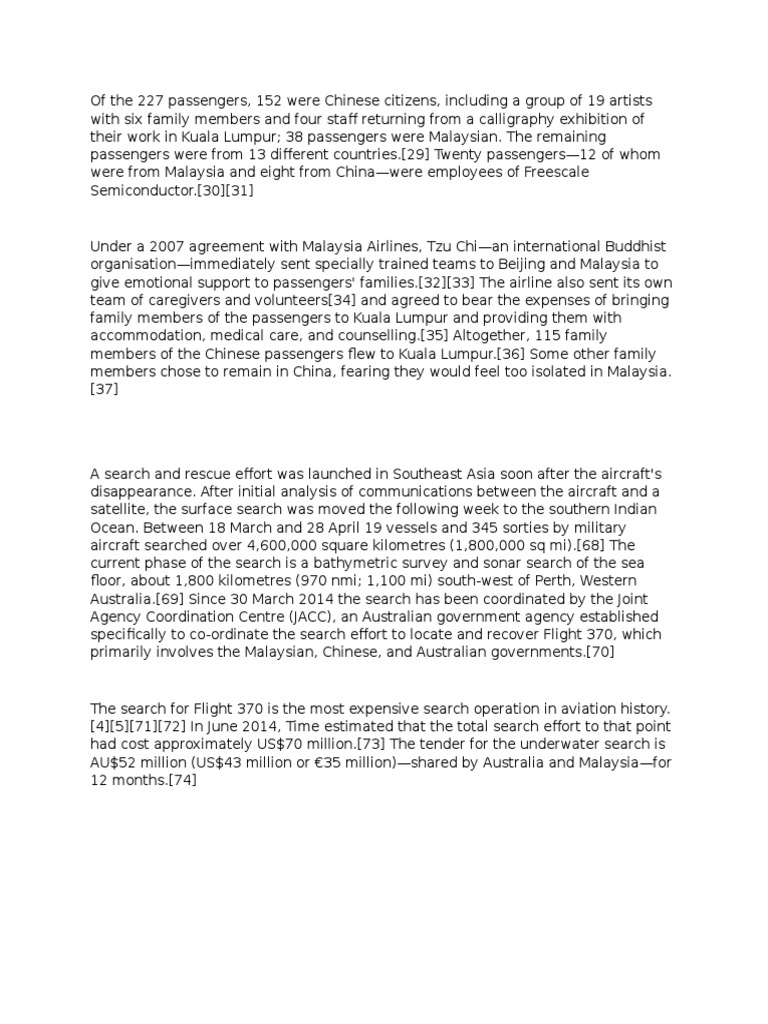 Problem Statement mh370 | PDF | Malaysia Airlines Flight 370 | Aviation