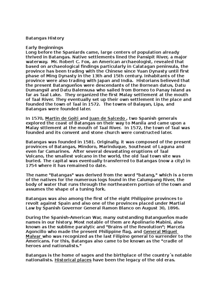 Batangas History | PDF | Philippines | Government