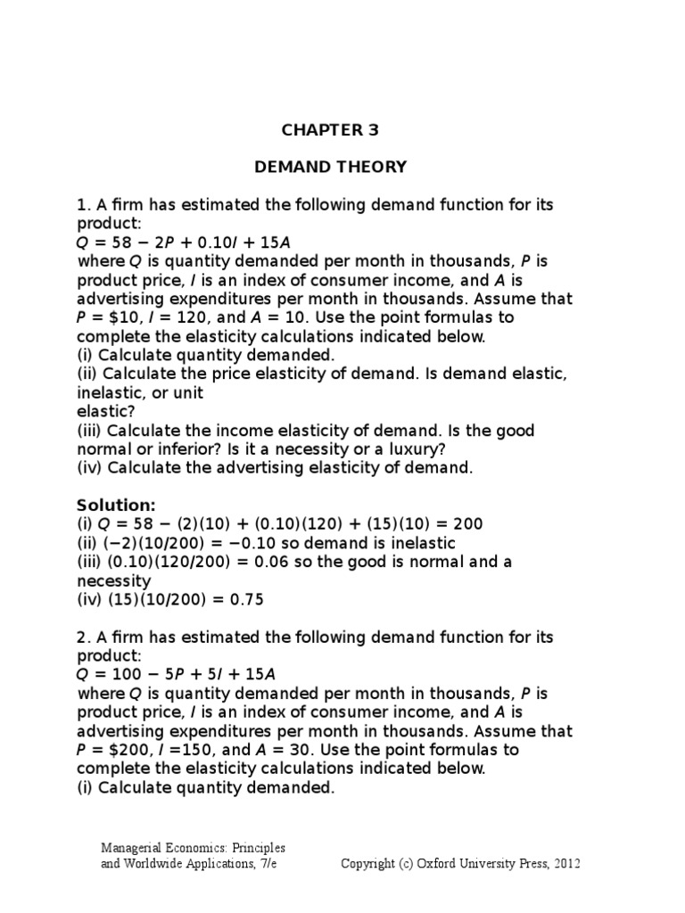 Numericals Solved - Demand Theory - Unit - 3 | PDF | Price Elasticity ...