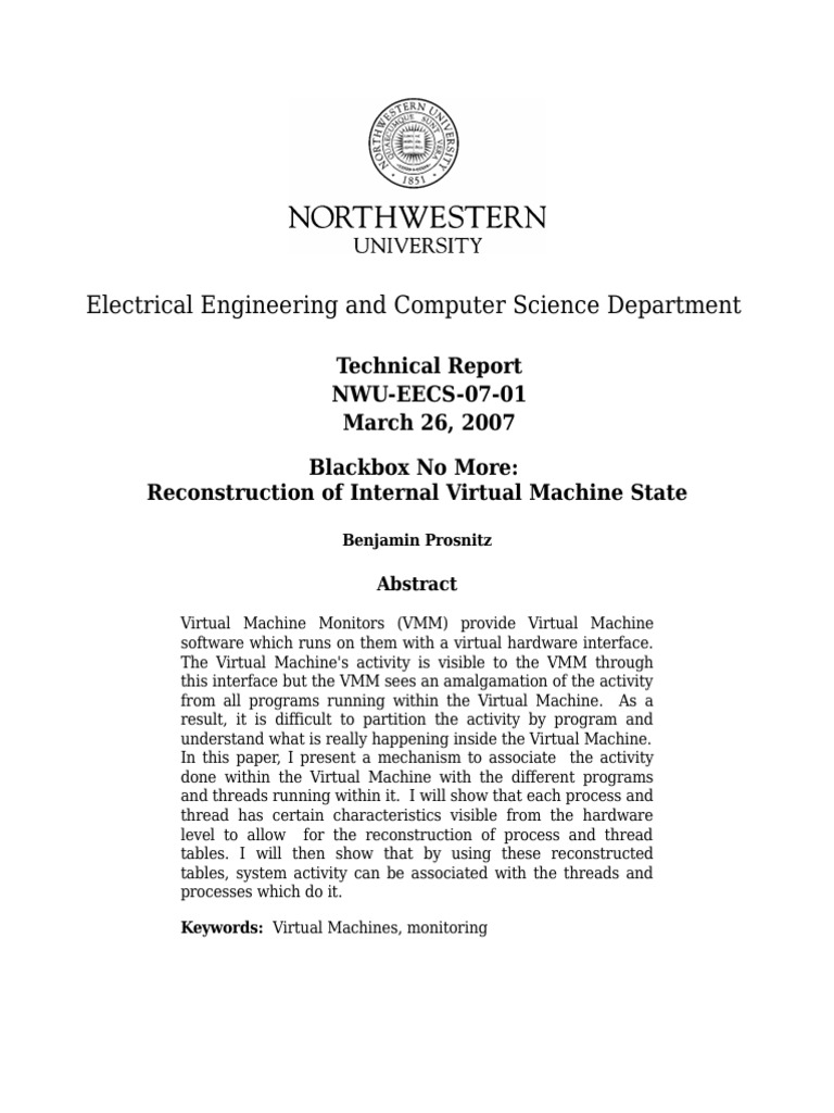 Electrical Engineering and Computer Science Department | PDF | Virtual Machine | Thread (Computing)