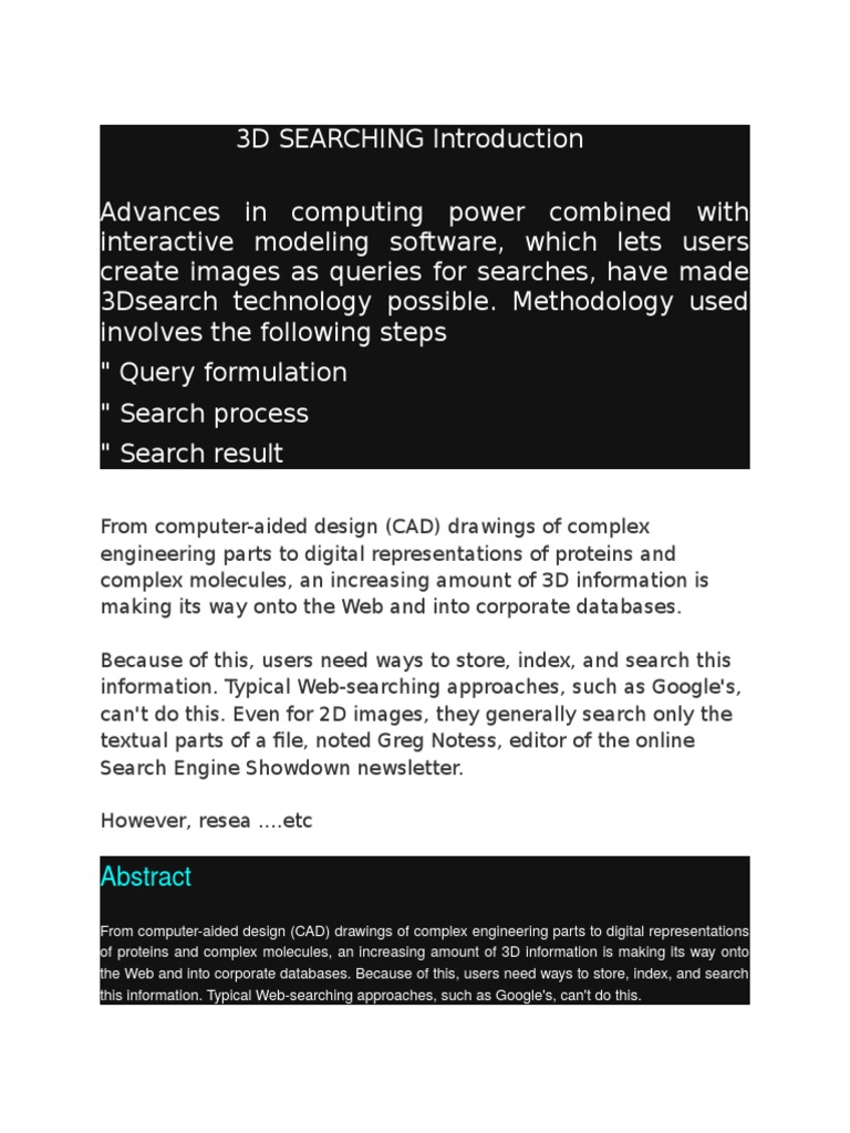 3D SEARCHING Introduction | PDF | 3 D Computer Graphics | 2 D Computer ...