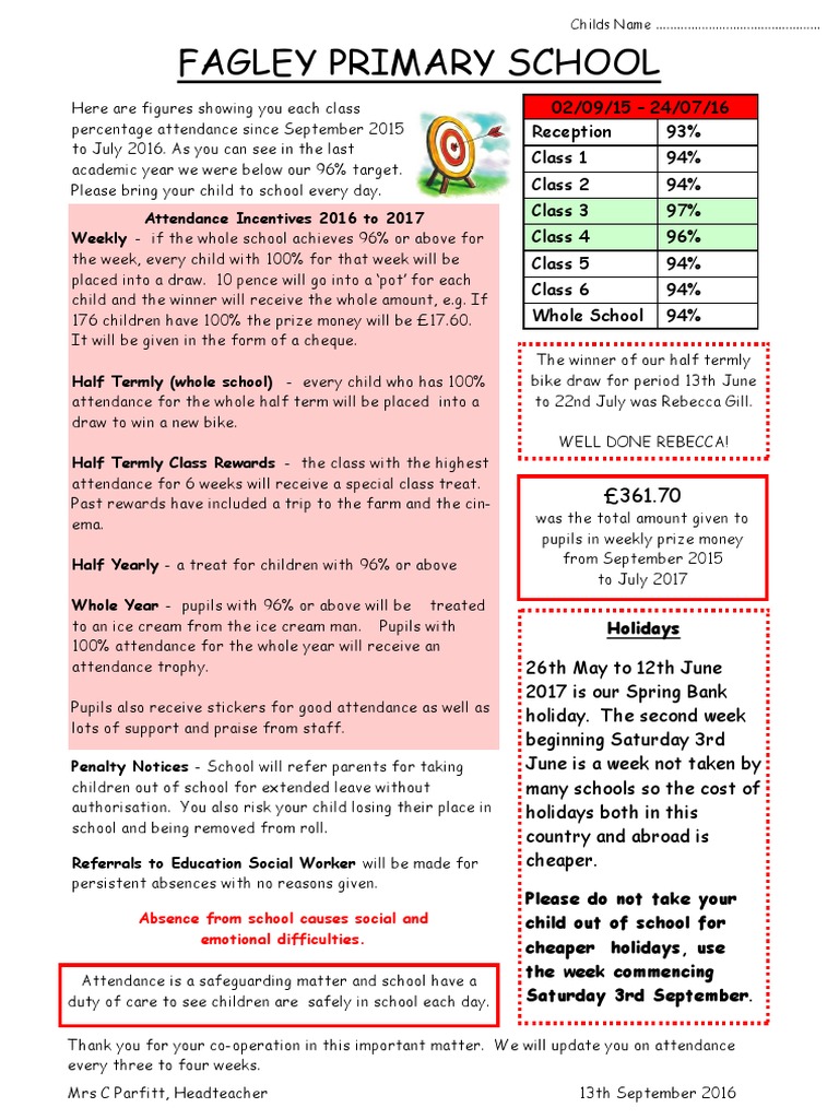 Attendance Newsletter End of Year | PDF | Wellness