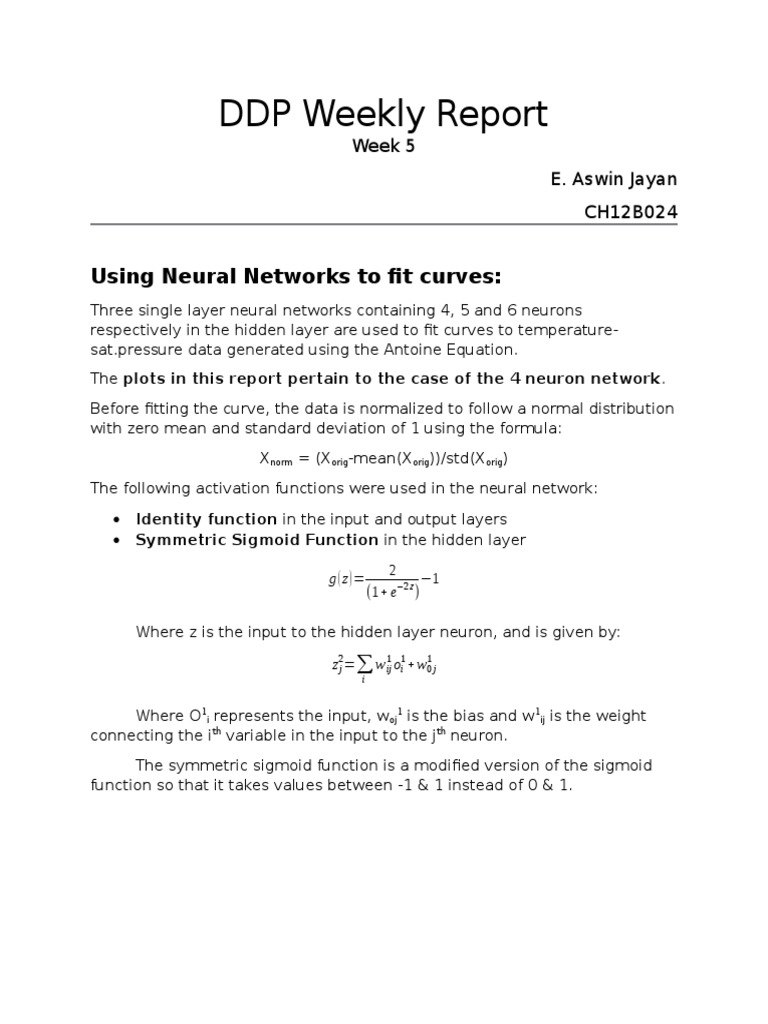 DDP Weekly Report: Using Neural Networks To Fit Curves | PDF | Cybernetics | Applied Mathematics