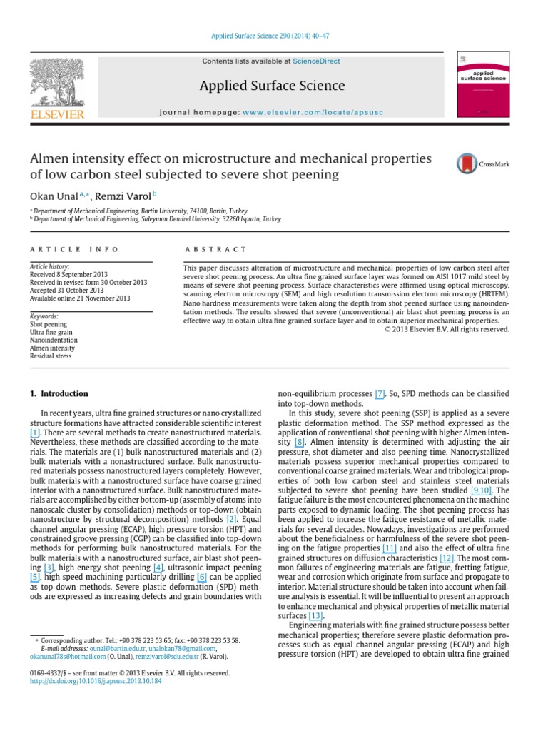 Almen Intensity Effect On Microstructure PDF | PDF | Crystallite ...