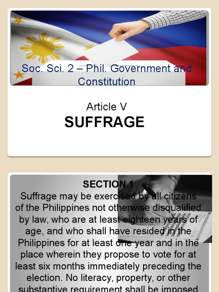 Suffrage Article V | Suffrage | Absentee Ballot