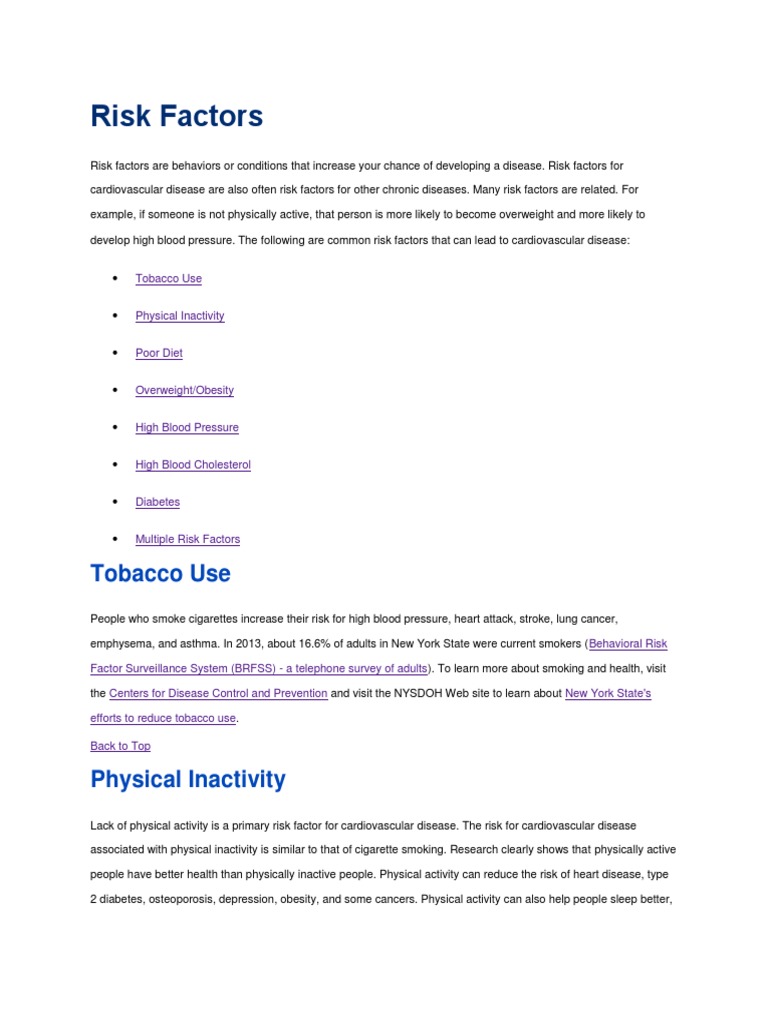 Risk Factors: Tobacco Use | PDF | Blood Pressure | Cardiovascular Diseases