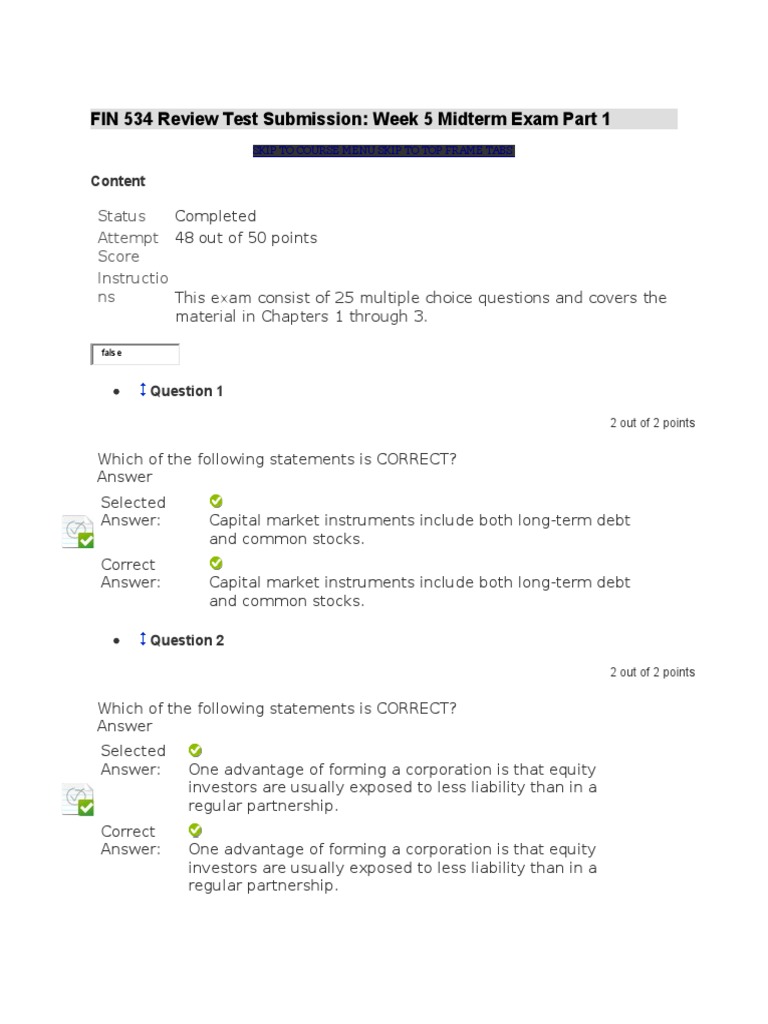 FIN 534 Midterm Part 1 | PDF | Dividend | Depreciation