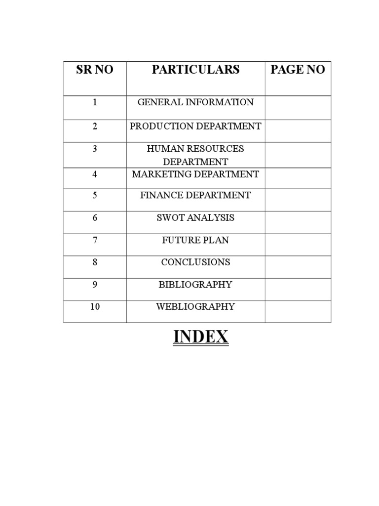 Index: SR No Particulars Page No | PDF