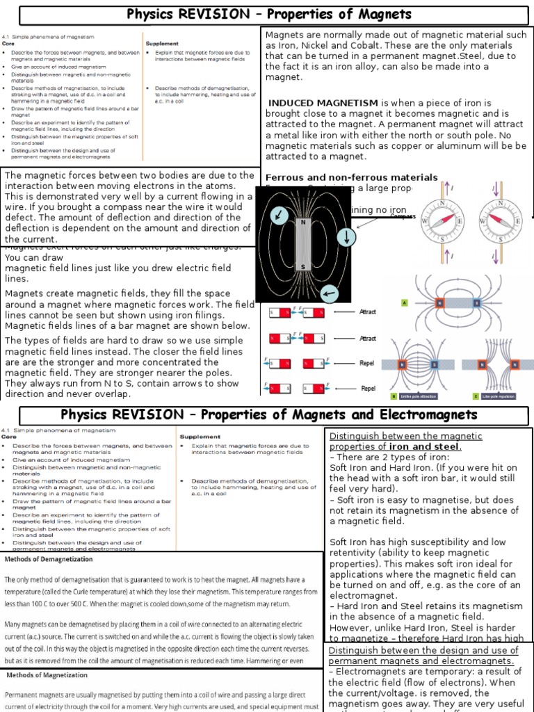 Year 10 Electromagnetism Revision Notes 2016 | PDF | Electromagnetic ...
